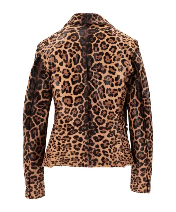 Lela Rose Long-sleeved Leopard-print Leather Jacket
