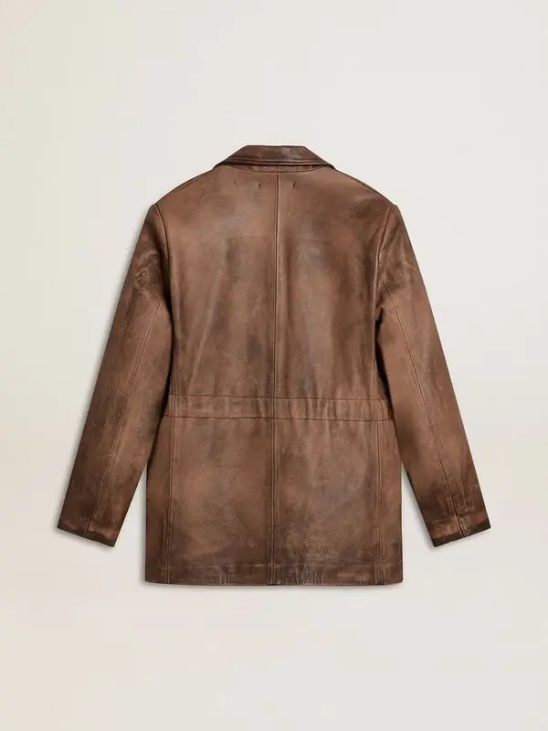 GOLDEN GOOSE Single Breasted Distressed Leather Jacket