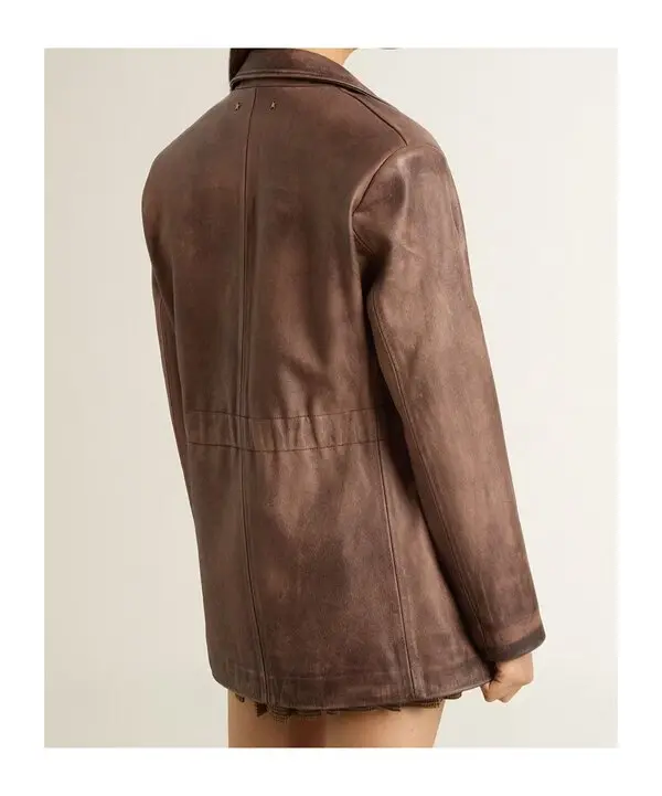GOLDEN GOOSE Single Breasted Distressed Leather Jacket