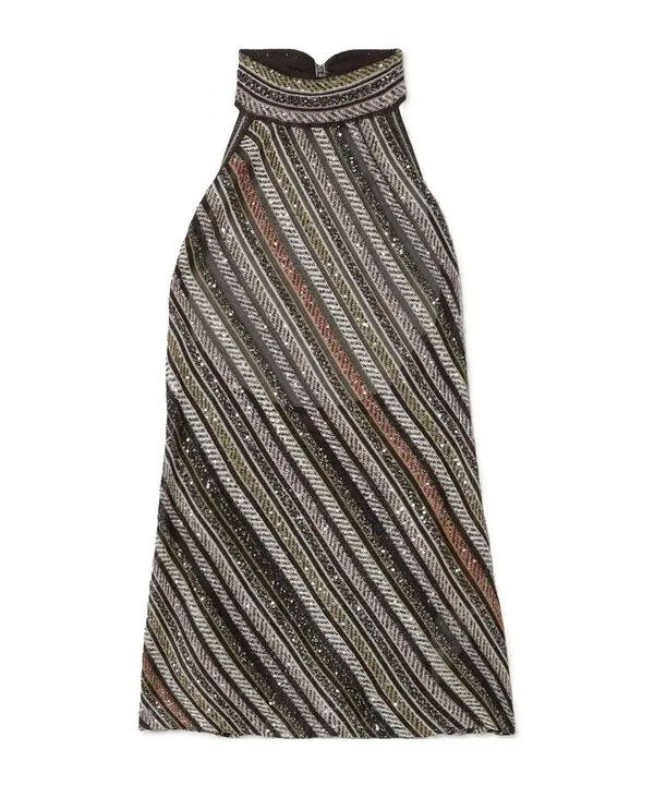 Missoni Sequined Striped Halterneck Top - Black