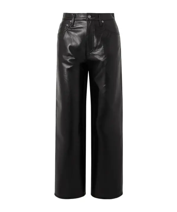 AGOLDE High Waist Wide Leg Casual Pants - Black