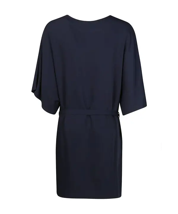 P.a.r.o.s.h Round Neck Short Sleeve Belted Mini Dress