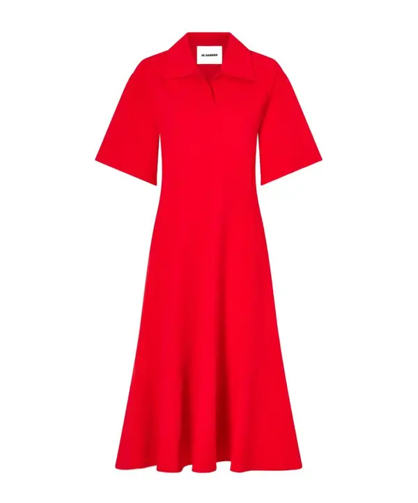 JIL SANDER Patchwork Crepe Midi Dress