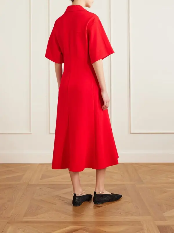 JIL SANDER Patchwork Crepe Midi Dress