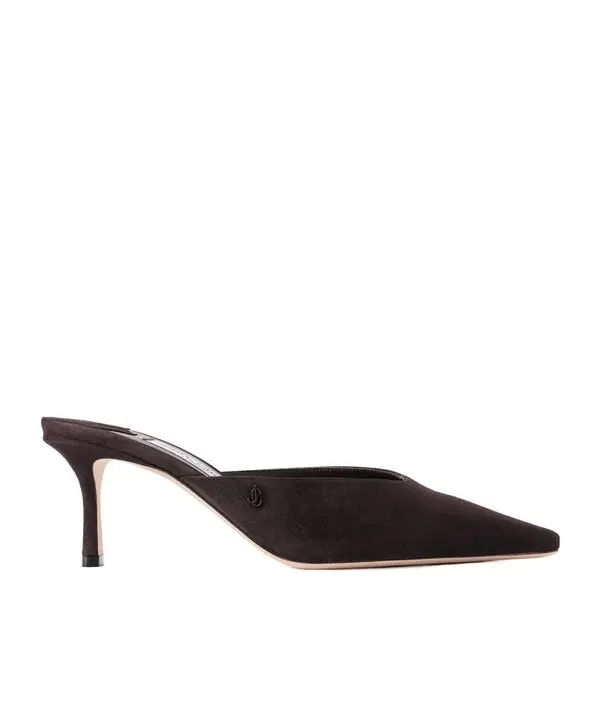 JIMMY CHOO Vivi 65 Suede Mules - Black