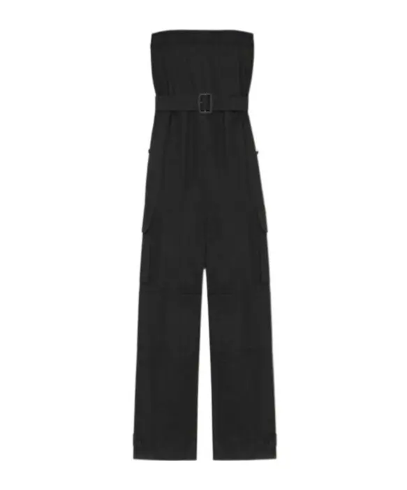 Saint Laurent Cassandre Strapless Jumpsuit With Belt - Black