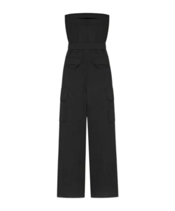 Saint Laurent Cassandre Strapless Jumpsuit With Belt - Black