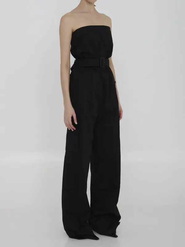 Saint Laurent Cassandre Strapless Jumpsuit With Belt