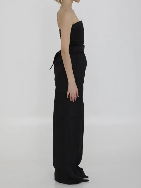 Saint Laurent Cassandre Strapless Jumpsuit With Belt