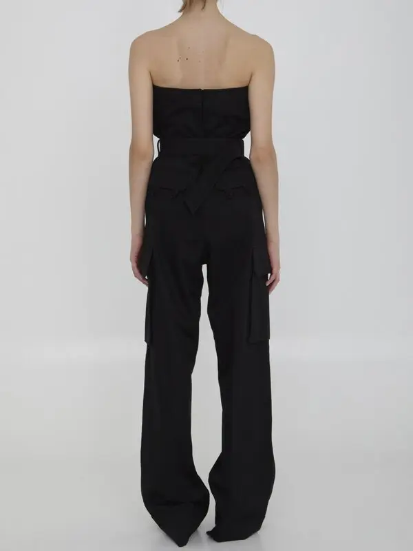 Saint Laurent Cassandre Strapless Jumpsuit With Belt