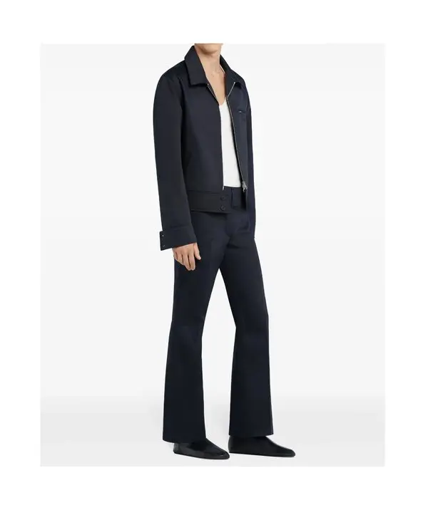 COURREGES Zip-up Jacket With Embroidered Logo - Navy Blue