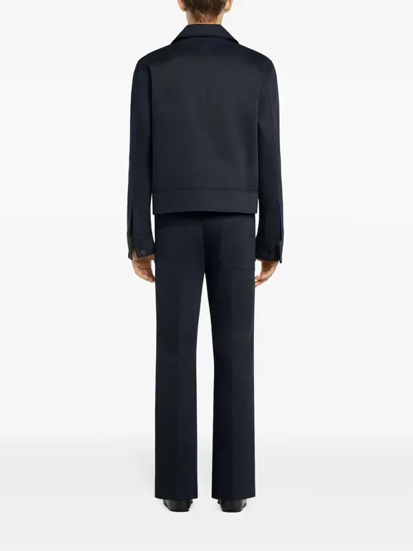 COURREGES Zip-up Jacket With Embroidered Logo - Navy Blue