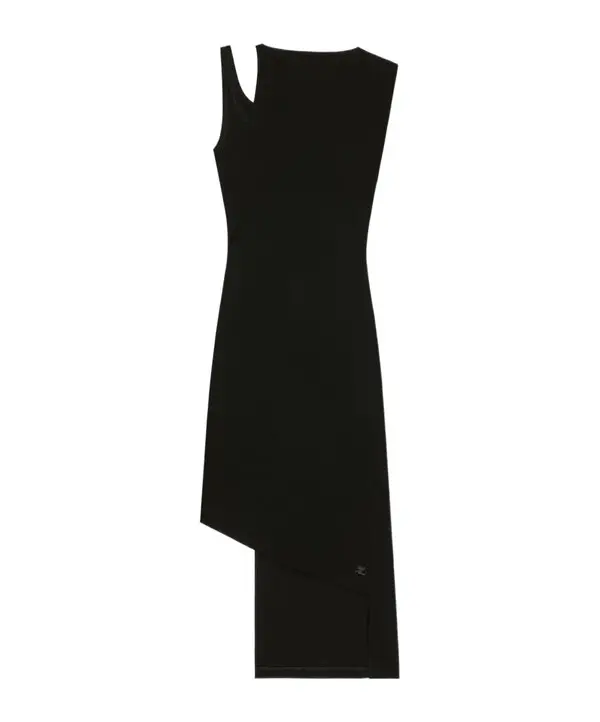 COURREGES Sleeveless Asymmetrical Hem Dress - Black