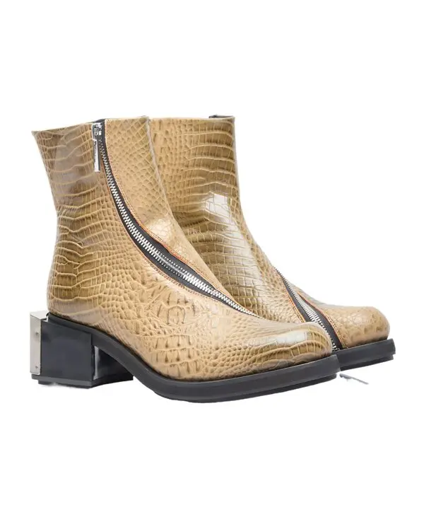 GMBH Ergonomic Riding Ankle Boots With Croc Effect And Metal Heel Cap