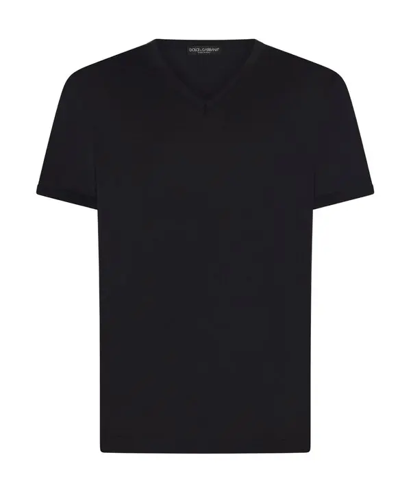 Dolce & Gabbana Logo Label V-neck T-shirt - Blue