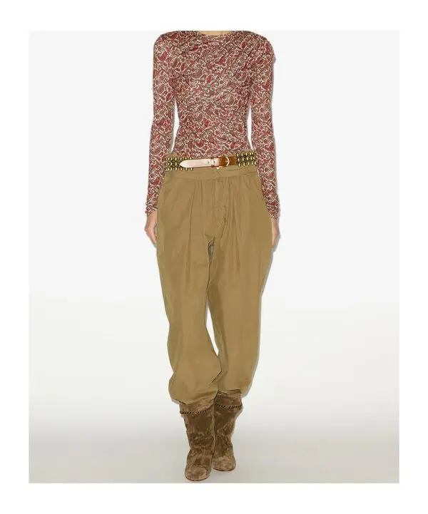 Isabel Marant Étoile Printed Draped Knit Long Sleeve Top - Orange