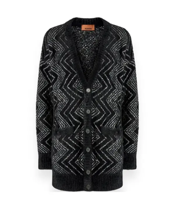 Missoni Oversized Zig Zag Cardigan - Black/white