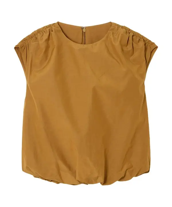 Loulou De Saison Cosma Gathered-shoulder Top - Ocher