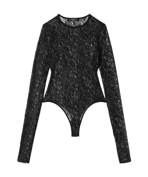 Wardrobe.NYC Metallic Lace Bodysuit