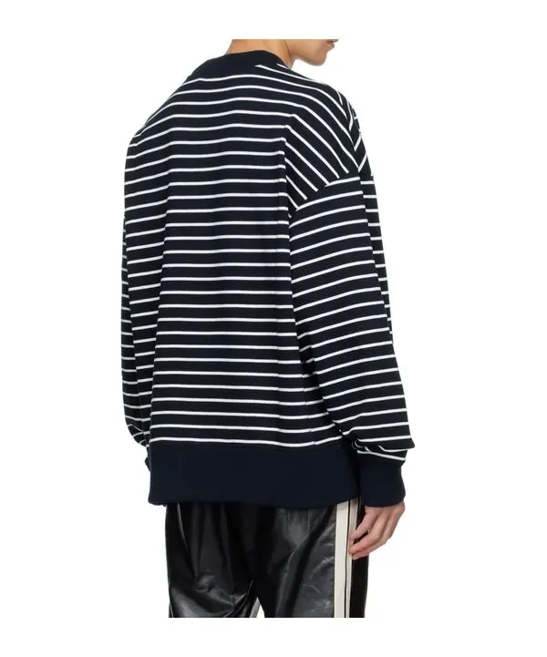 Palm Angels Bear Print Striped Sweatshirt - Black