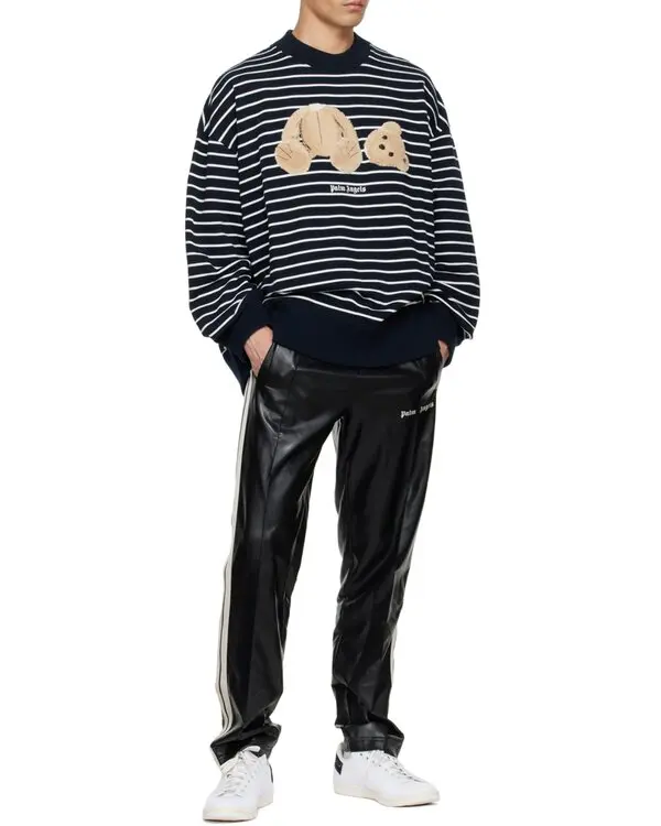Palm Angels Bear Print Striped Sweatshirt - Black