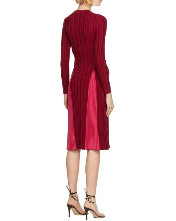 Partow Ribbed Knit Color-blocked Midi Dress