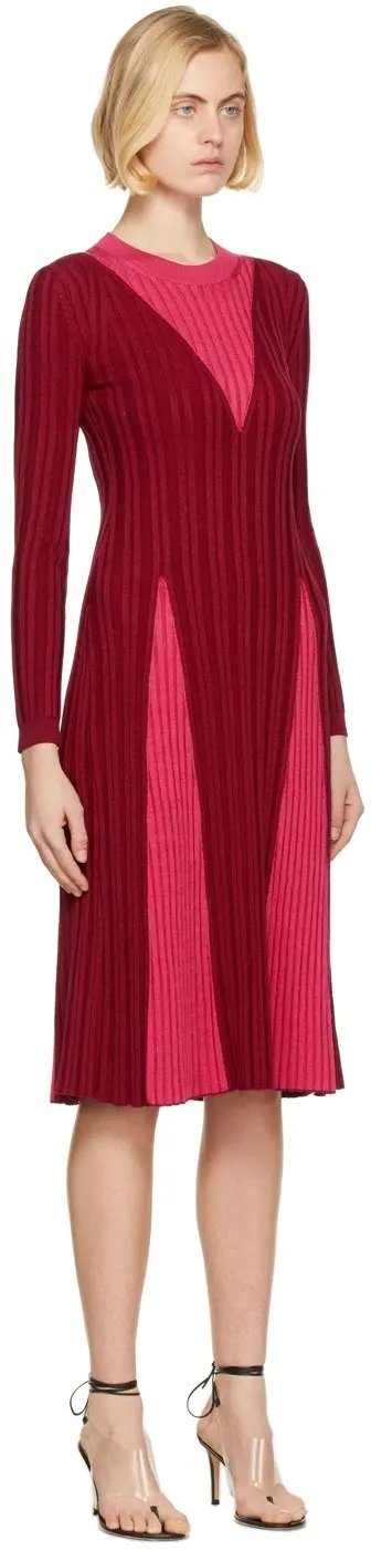 Partow Ribbed Knit Color-blocked Midi Dress