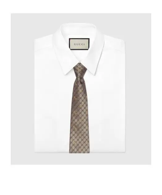 Gucci Horsebit Embroidered Tie - Gray
