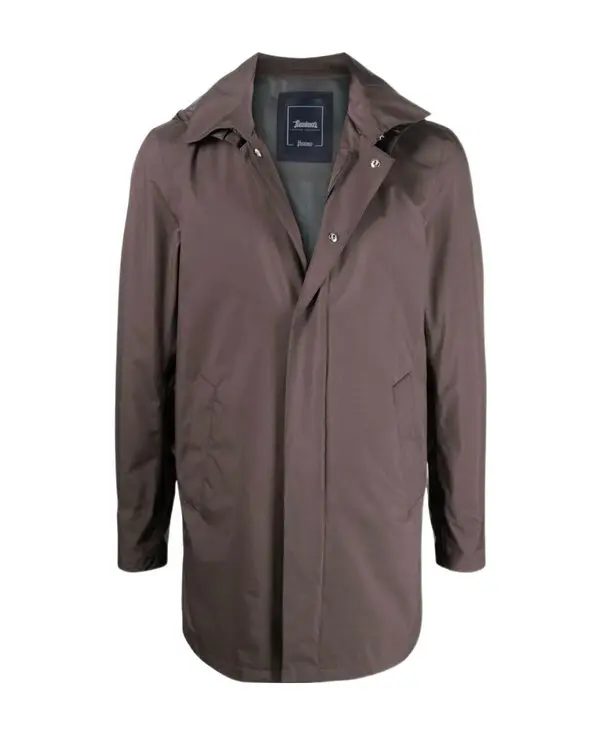 Herno Hooded Zip-up Raincoat - Black