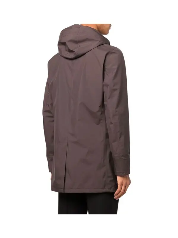 Herno Hooded Zip-up Raincoat - Black