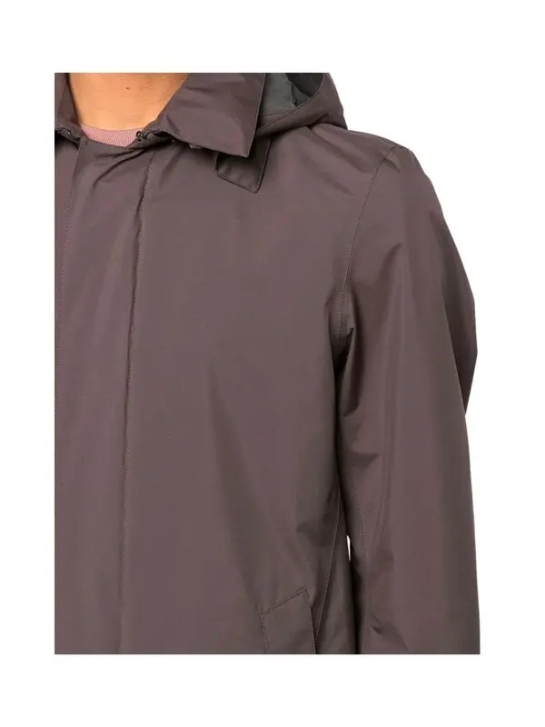 Herno Hooded Zip-up Raincoat - Black