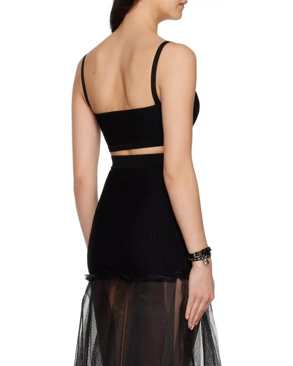 Alexander McQueen Ribbed Sweetheart Neck Cutout Top