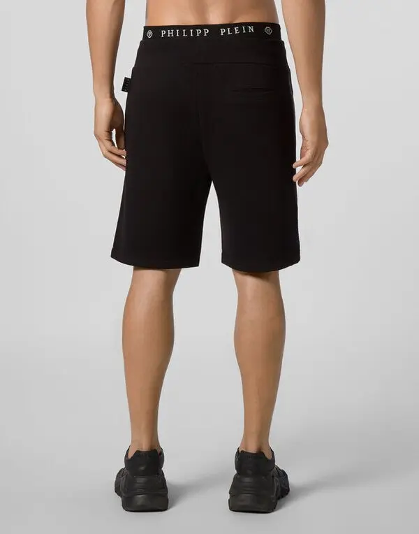 Philipp Plein Ribbed Detail Cotton Track Shorts