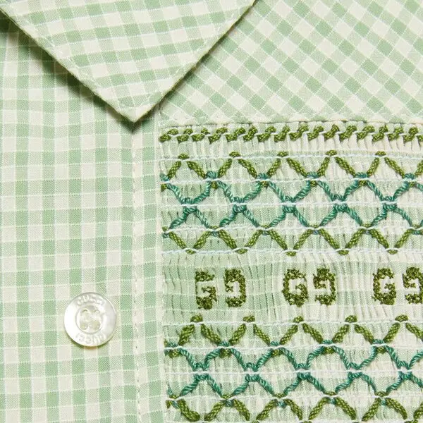 Gucci Plaid Embroidered Double-breasted Cotton Jacket