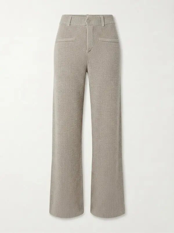 AYA MUSE Ribbed Knitted Trousers With Waistband Ring Detail