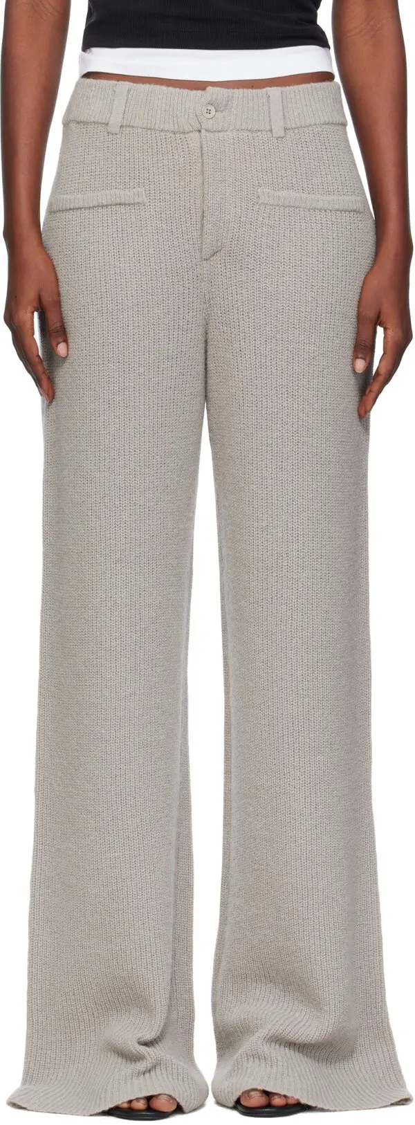 AYA MUSE Ribbed Knitted Trousers With Waistband Ring Detail