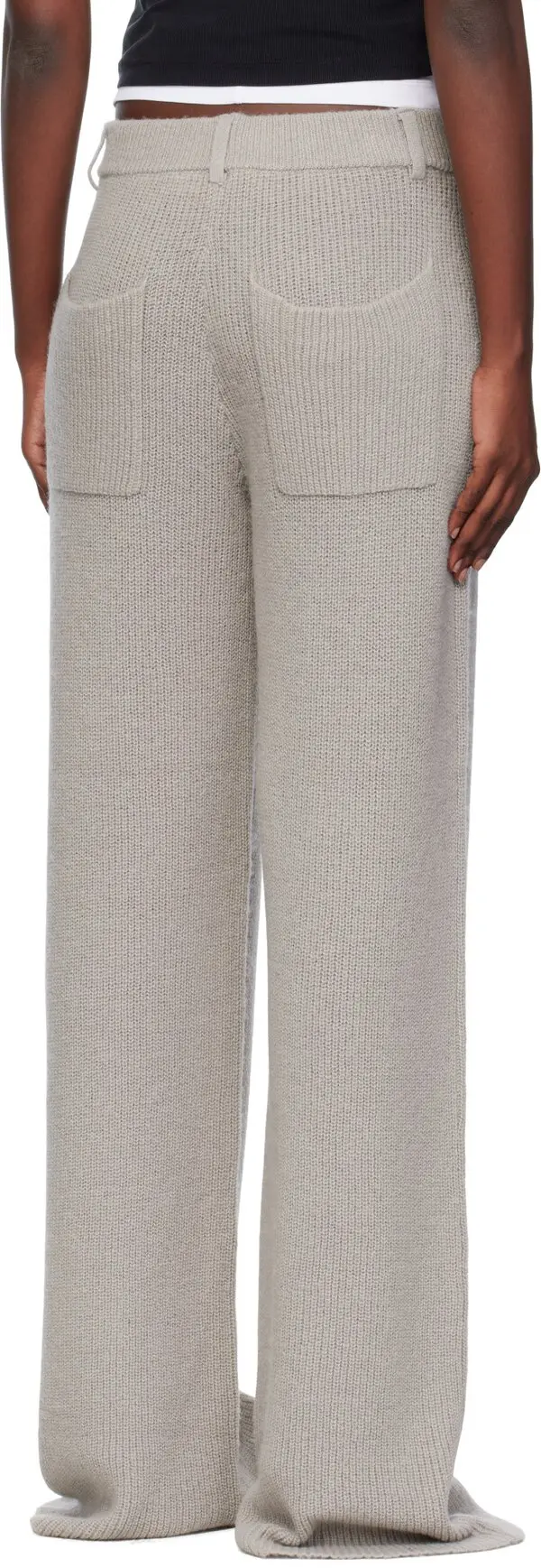 AYA MUSE Ribbed Knitted Trousers With Waistband Ring Detail