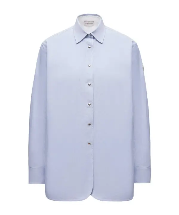Moncler Oxford Cotton Long Sleeve Shirt - Light Blue