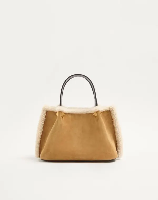 Valentino Garavani Small Embroidered Flowers Suede Tote Bag