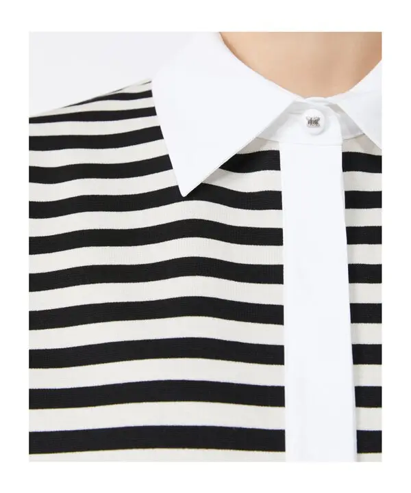 Max Mara Striped Jersey Shirt With Lapel Collar