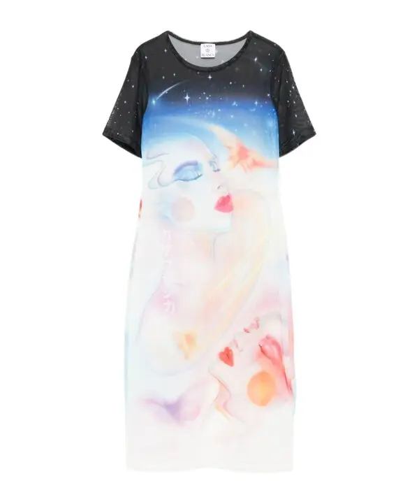 Casablanca Printed Crewneck Midi Dress