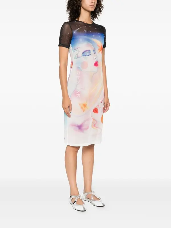 Casablanca Printed Crewneck Midi Dress