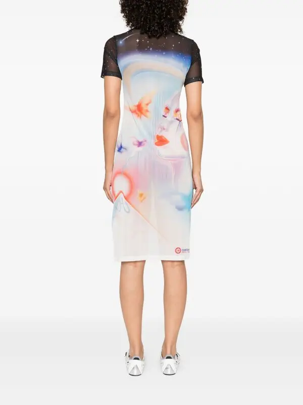 Casablanca Printed Crewneck Midi Dress