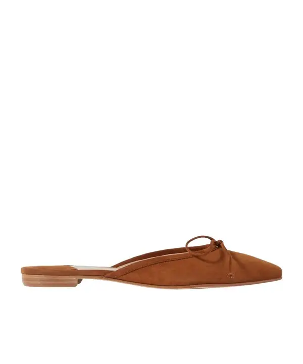 Manolo Blahnik Suede Mules With Bow Detailing