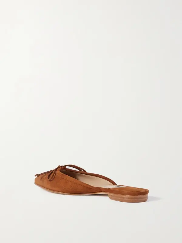 Manolo Blahnik Suede Mules With Bow Detailing