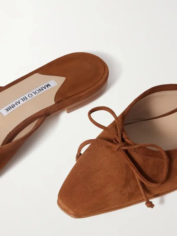 Manolo Blahnik Suede Mules With Bow Detailing