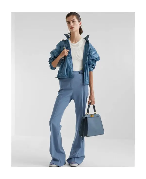 Fendi High-necked Hooded Zip-up Jacket With Baguette Bag Detail
