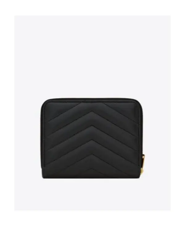 Saint Laurent Cassandre Matelassé Compact Zip-around Wallet In Lambskin