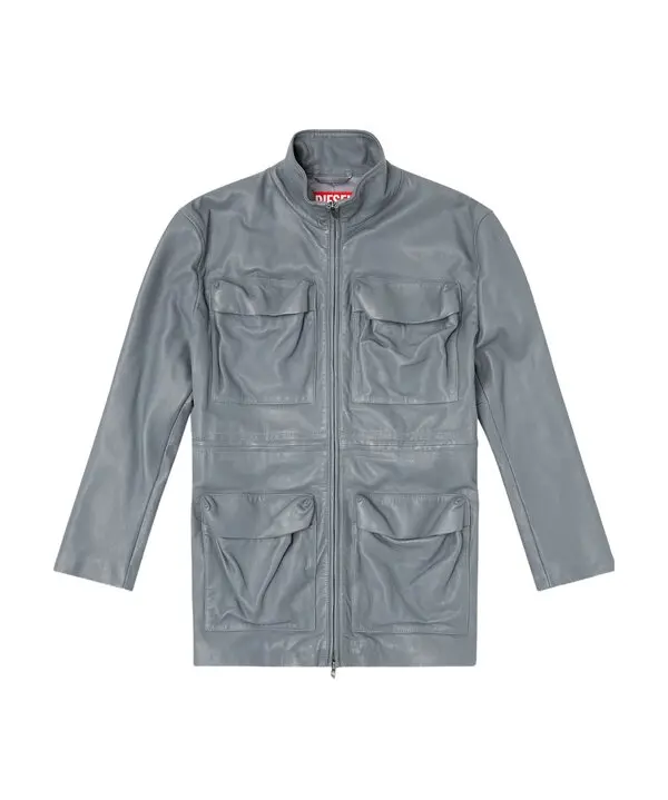 DIESEL® L-wen Leather Jacket - Grey