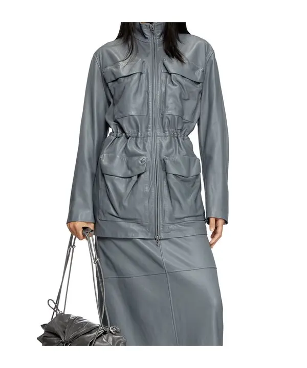 DIESEL® L-wen Leather Jacket - Grey